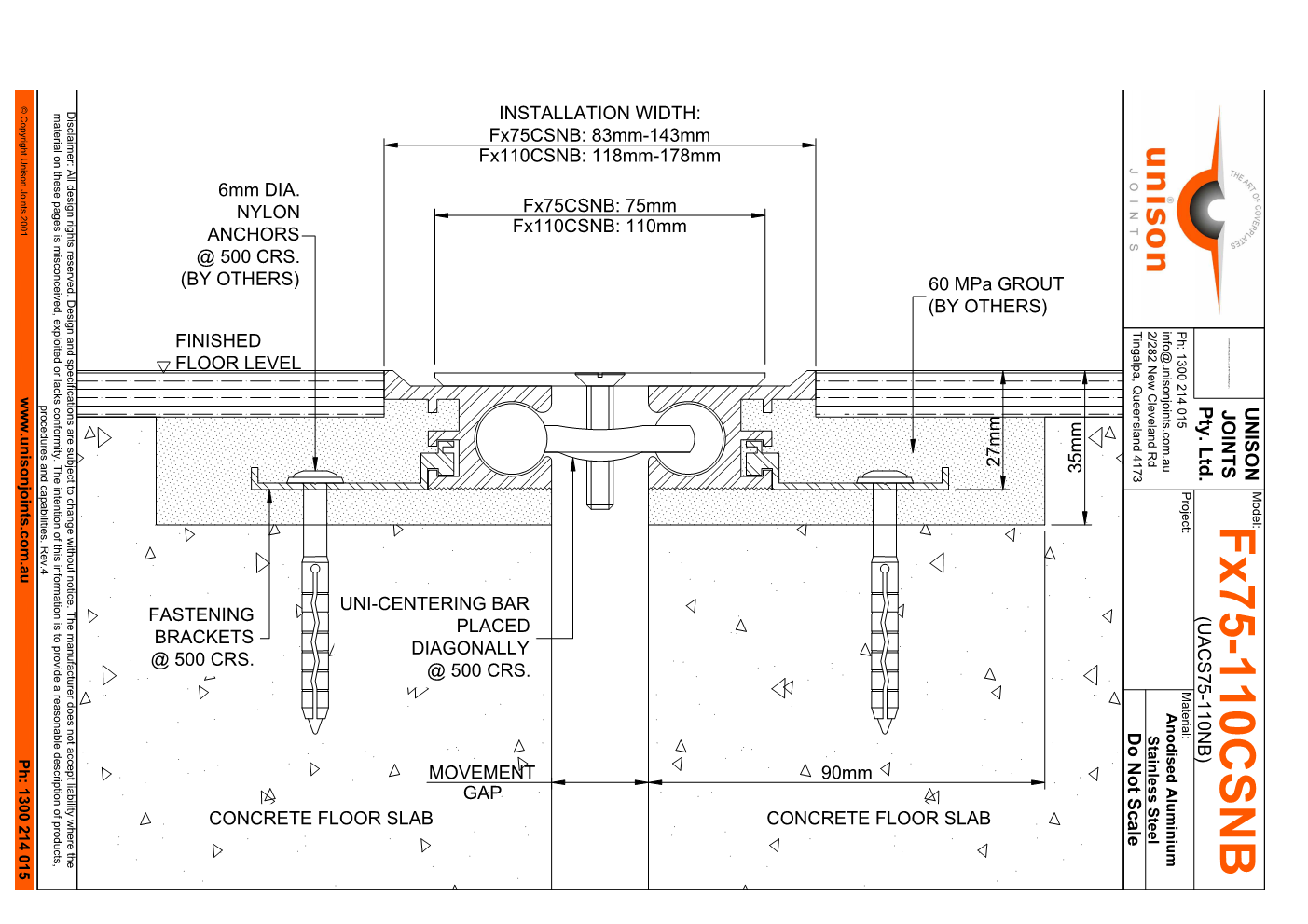 Fx CS Most commonly installed - Unison Joints High Performance Bespoke ...